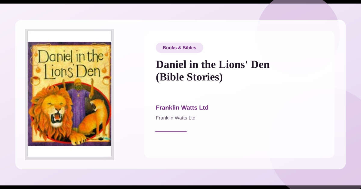 Book Daniel in the Lions' Den (Bible Stories) → Download and Print PDF ...