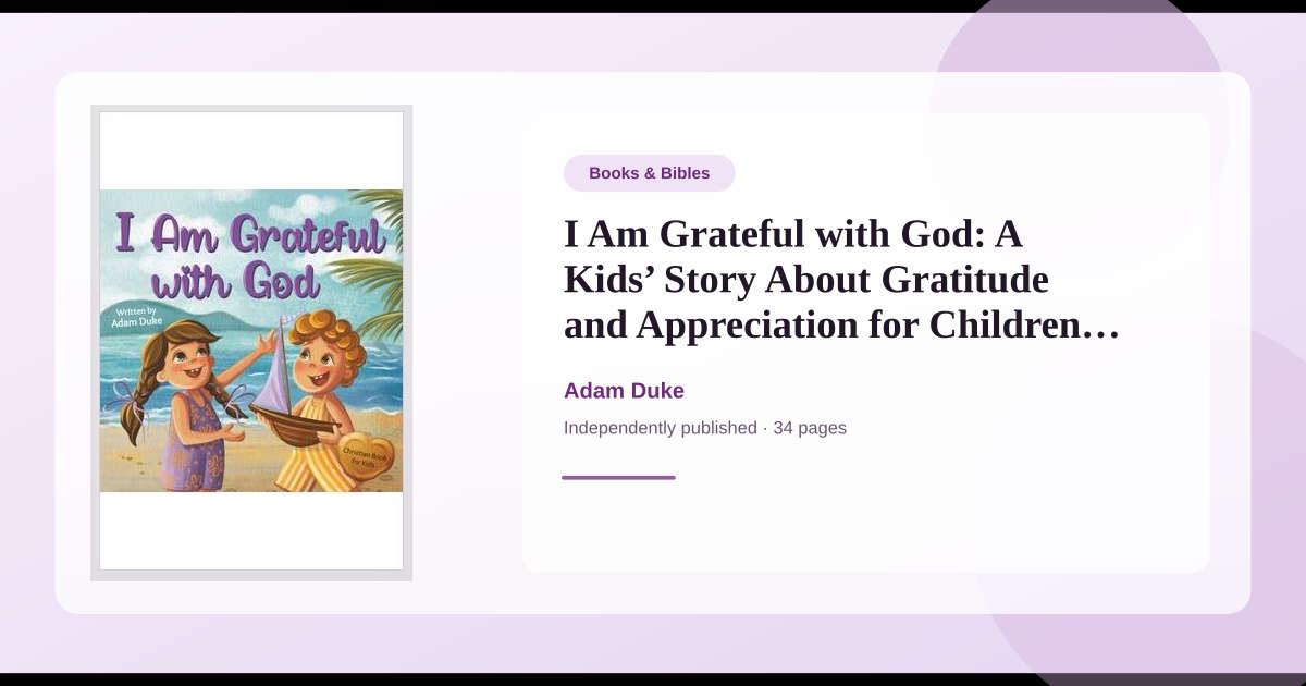 Book I Am Grateful with God: A Kids’ Story About Gratitude and ...