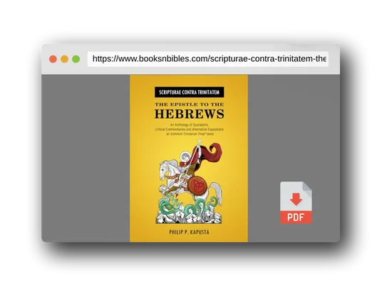 Book Scripturae Contra Trinitatem - The Epistle to the Hebrews: An ... Book Scripturae Contra Trinitatem - The Epistle to the Hebrews: An ...